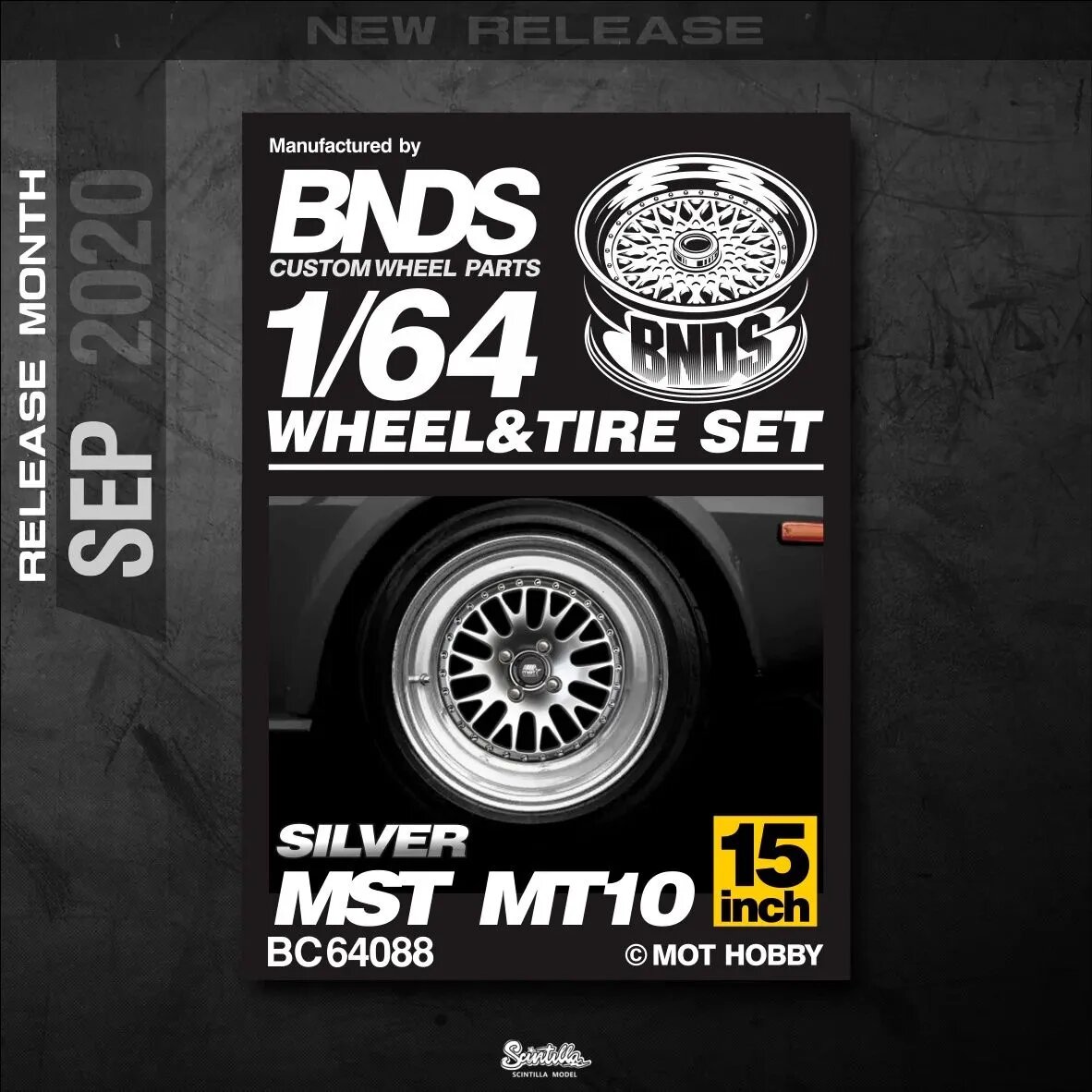 Колеса для моделей 1/64 BNDS #BC64088 Diecast Wheels and Tire Set - Alloy Classic 15-inch/8.3mm