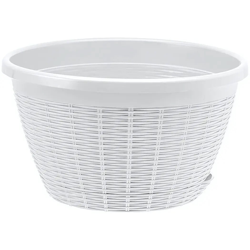 Кашпо пластиковое подвесное 4,5л d-27см, белое, съемный подвес