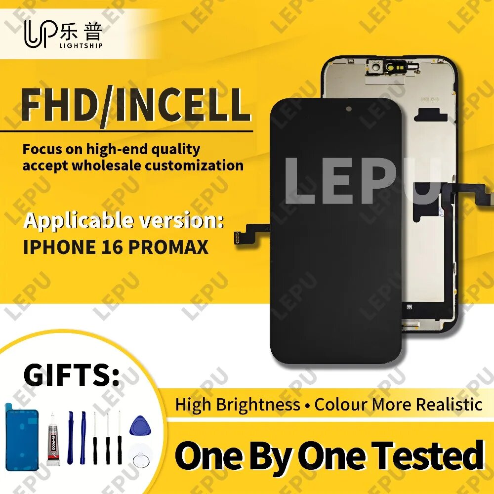 ЖК-экран INCELL для IPhone 16 PROMAX, 100% протестированный экран для IPhone 16 Pro Max с цифровым преобразователем сенсорного экрана 3D в сборе