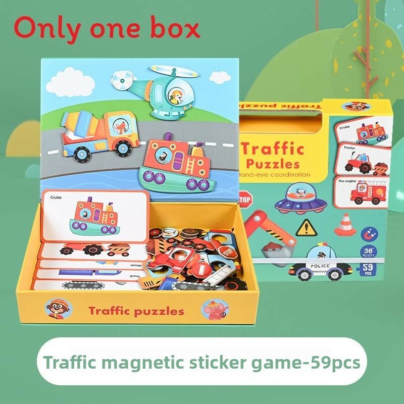 Магнитная головоломка для детей с буквами и цифрами для обучения и развлечения транспорт