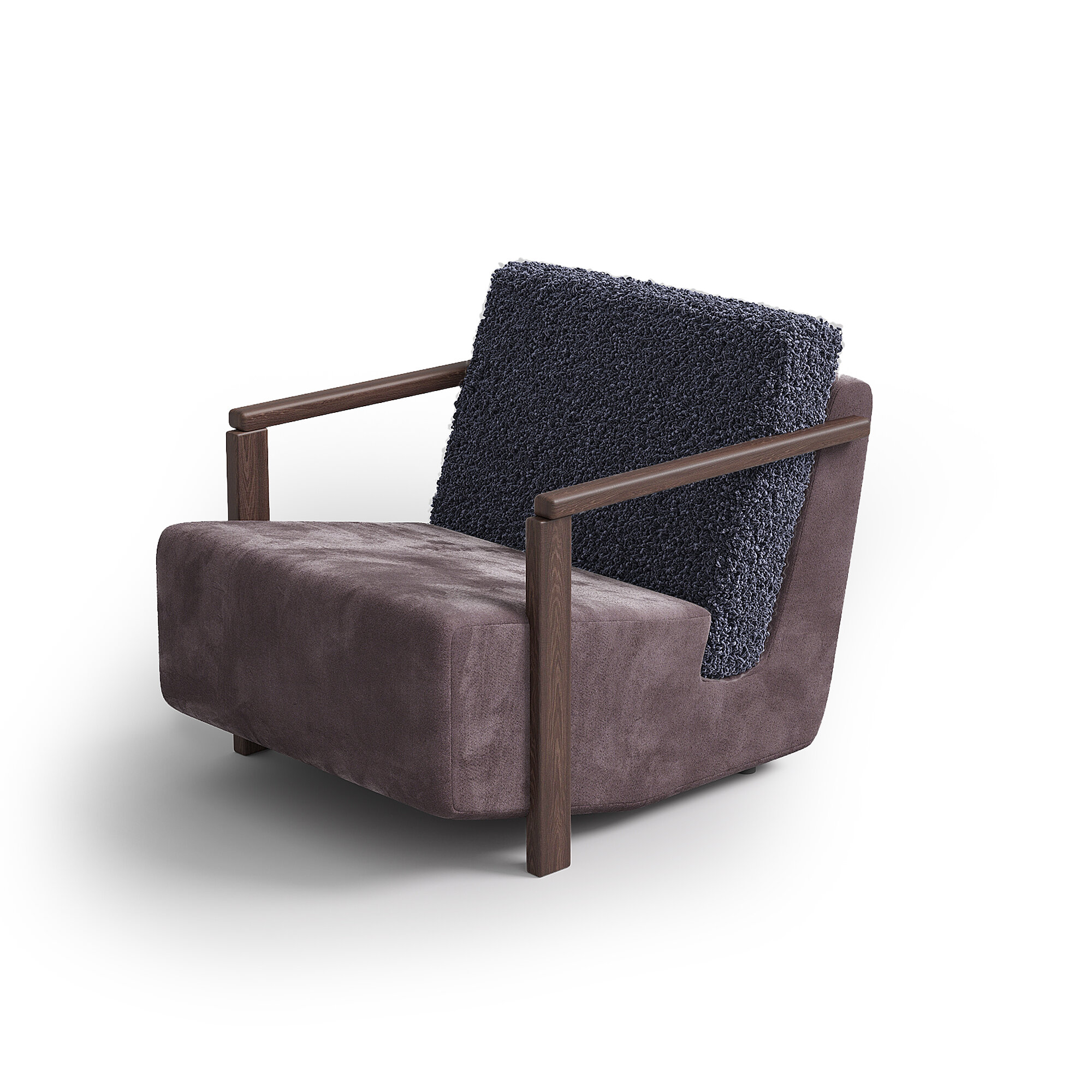 Кресло Koba, замша, искусственный мех, темно-коричневый