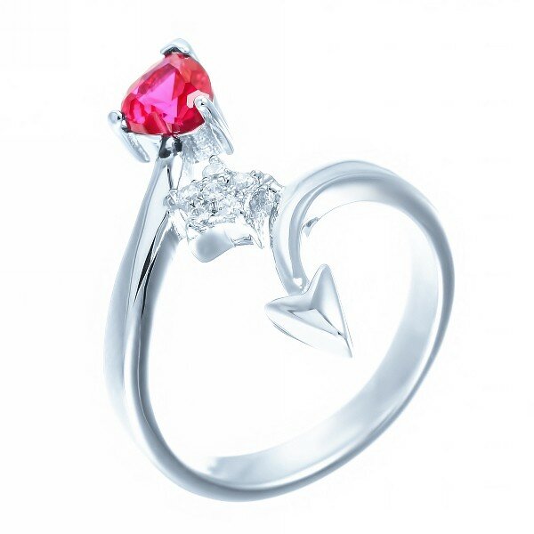 Кольцо, серебро, 925 проба, рубин, фианит