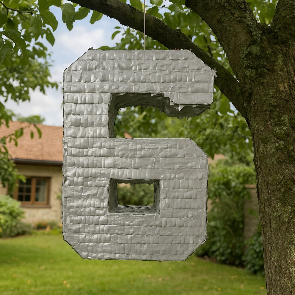 Пиньята Цифра 6 Серебро