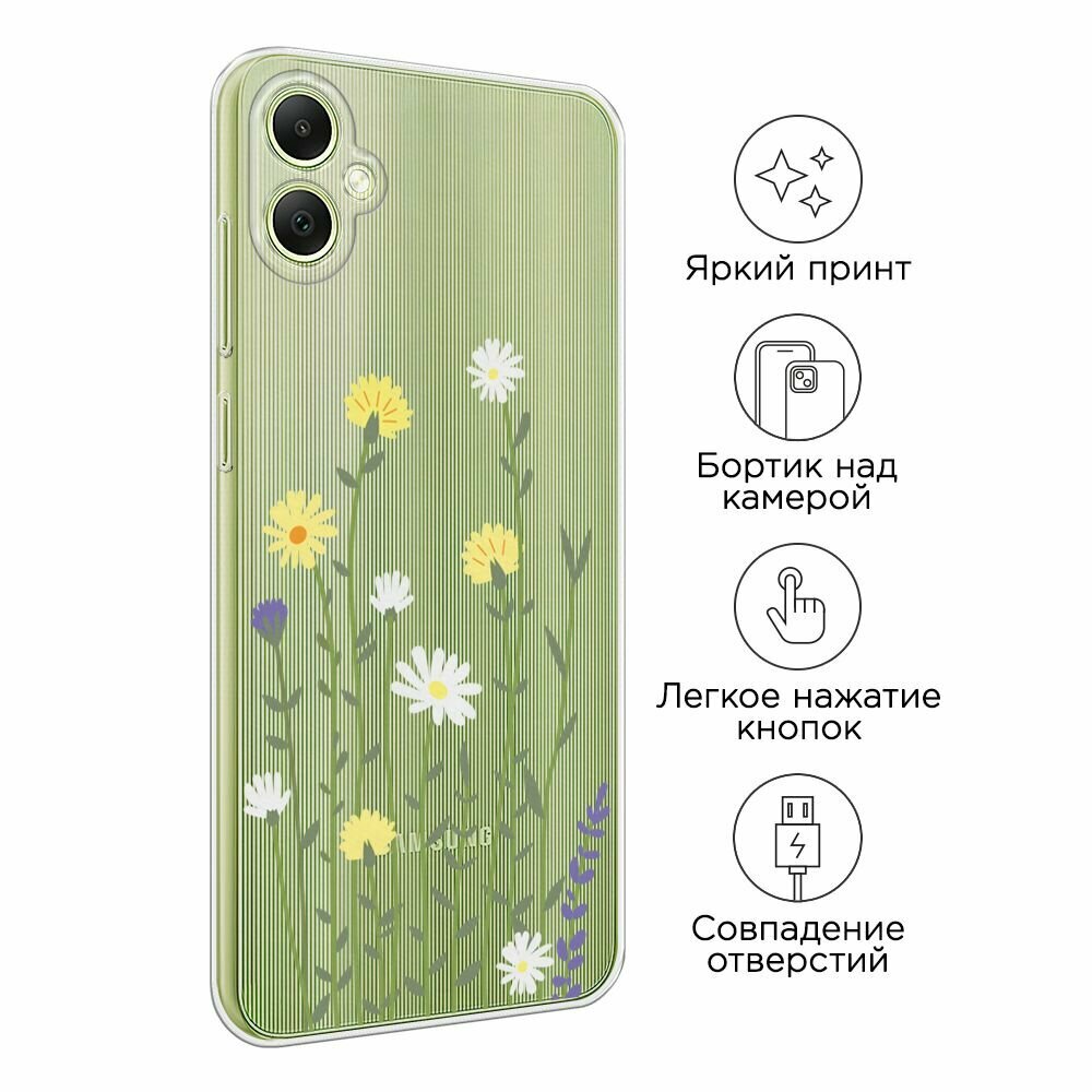 Чехол на Samsung Galaxy A05 / Самсунг Галакси A05 с принтом "Пучок полевых цветов", прозрачный — фото 1