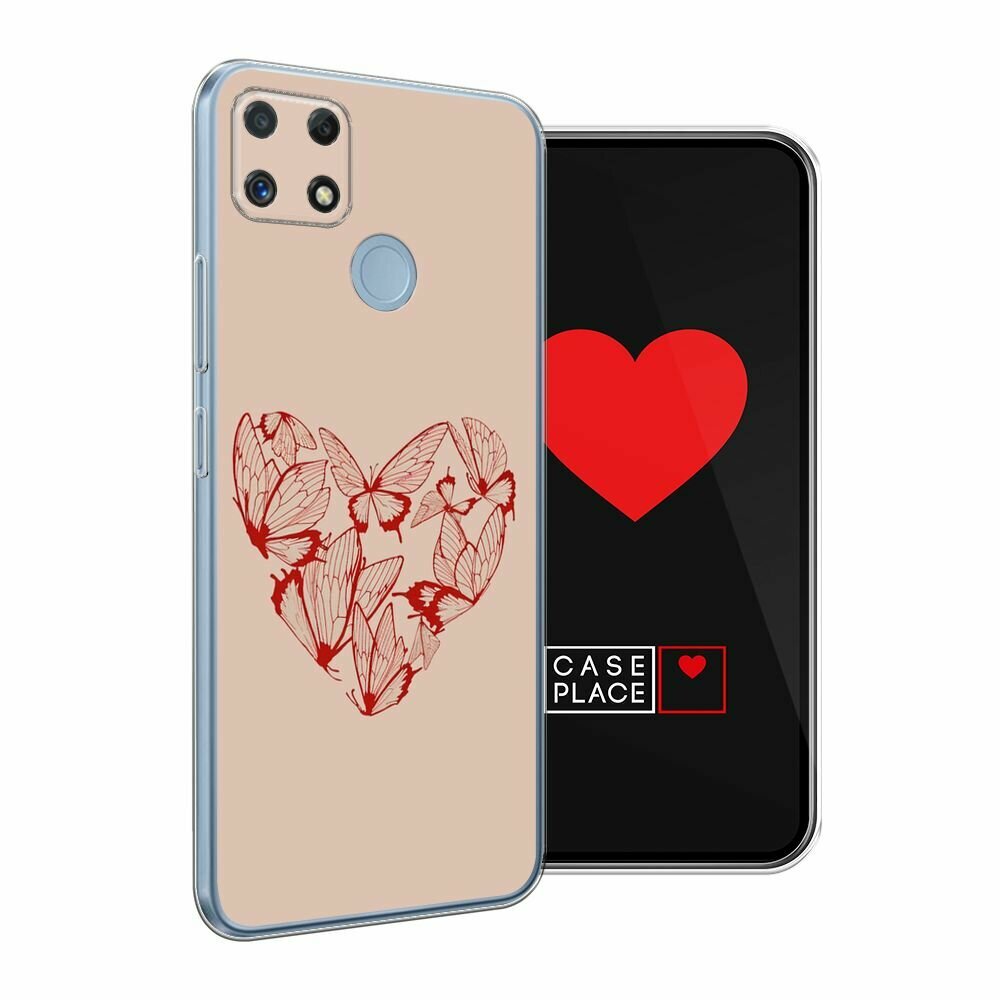 Чехол на Realme C25/C25s / Реалми С25/C25s с принтом "Сердце из бабочек - 14 февраля" — фото 1