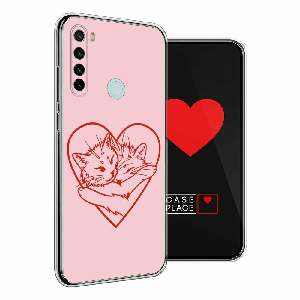 Чехол на Xiaomi Redmi Note 8T / Сяоми Редми Нот 8Т с принтом "Влюблённые котики рисунок 1 - 14 февраля" — фото 1