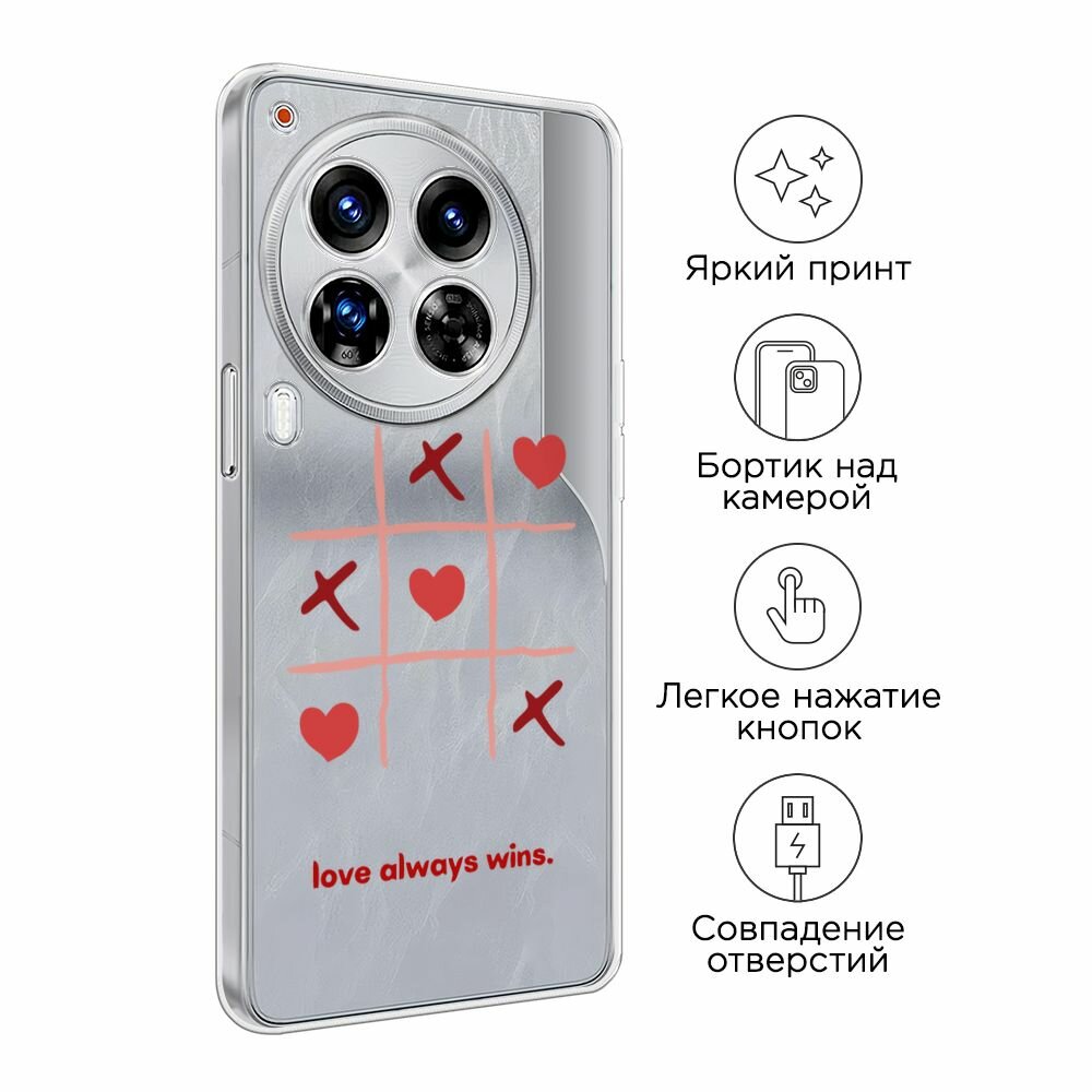 Чехол на Tecno Camon 30 Premier / Текно Камон 30 Премьер с принтом "love always wins - 14 февраля", прозрачный — фото 1