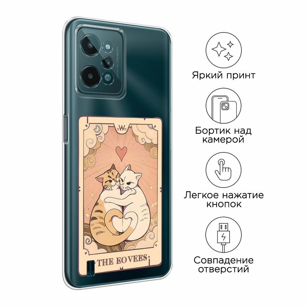 Чехол на Realme C31 / Реалми C31 с принтом "The lovers cats 2 - 14 февраля", прозрачный — фото 1