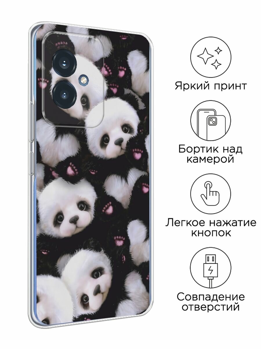 Силиконовый чехол на Honor 100 / Хонор 100 с принтом "Море панд" — фото 1