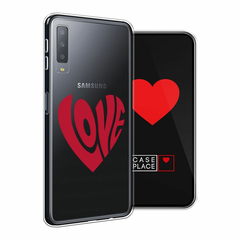 Чехол на Samsung Galaxy A7 2018 / Самсунг Галакси А7 2018 с принтом "Love heart 2 - 14 февраля", прозрачный — фото 1
