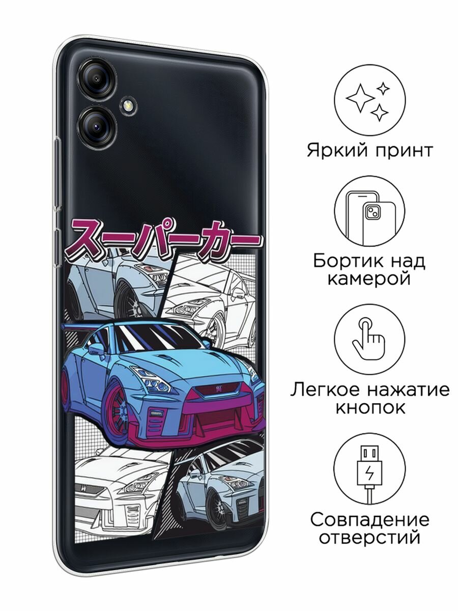 Чехол на Samsung Galaxy A04e / Самсунг A04e с принтом "JDM коллаж", прозрачный — фото 1