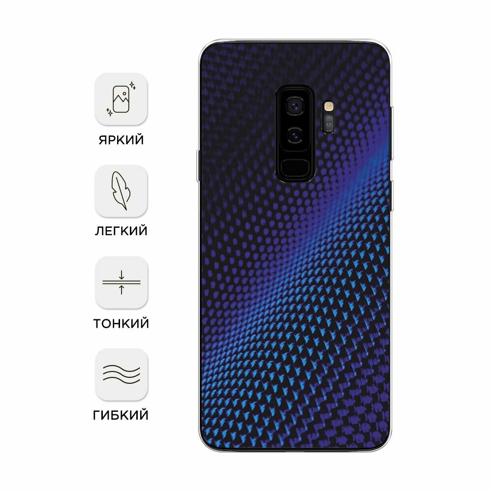 Чехол на Samsung Galaxy S9 + / Самсунг Галакси С9 Плюс с принтом "Синий карбон" — фото 1