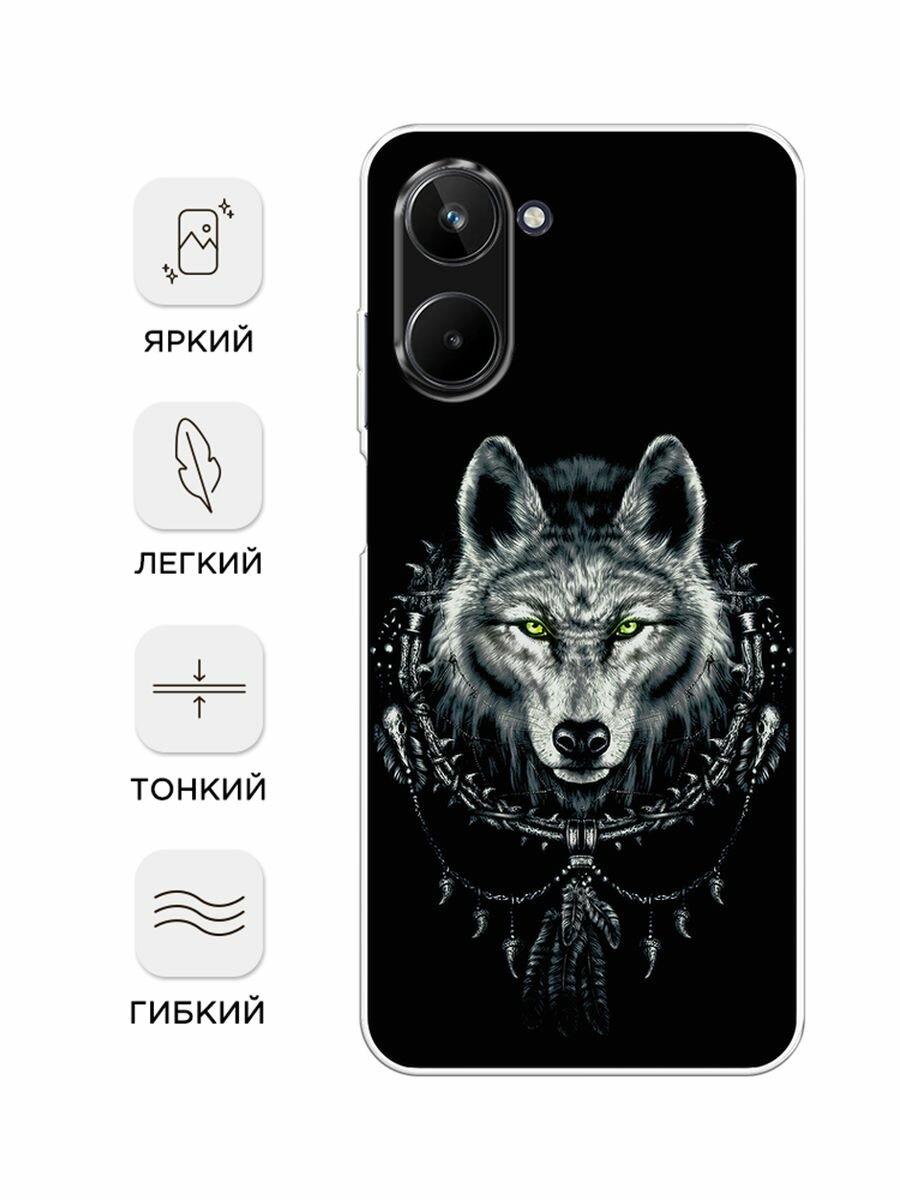 Чехол на Realme 10 4G / Реалми 10 4G с принтом "Волк оберег" — фото 1