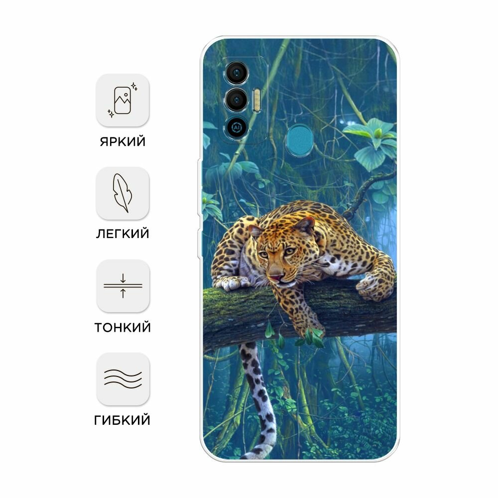 Чехол на Tecno Spark 7 / Техно Спарк 7 с принтом "Леопард охотник" — фото 1
