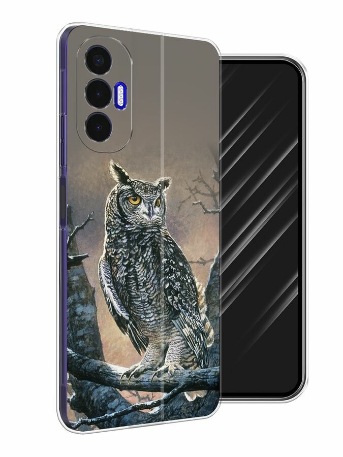 Силиконовый чехол на Tecno Pova 3 / Текно Пова 3 с принтом "Сова арт 5"