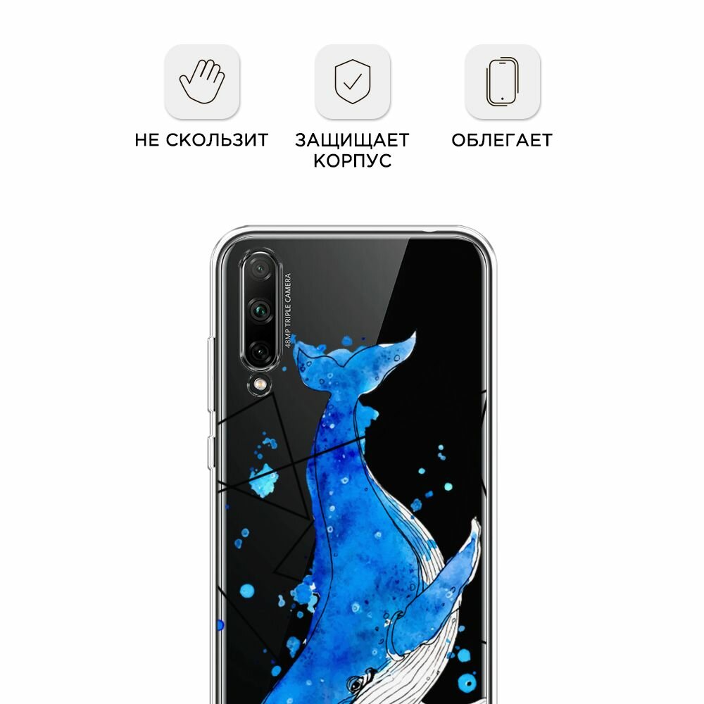 Чехол на Honor 30i / Хонор 30i с принтом "Кит графика", прозрачный — фото 1