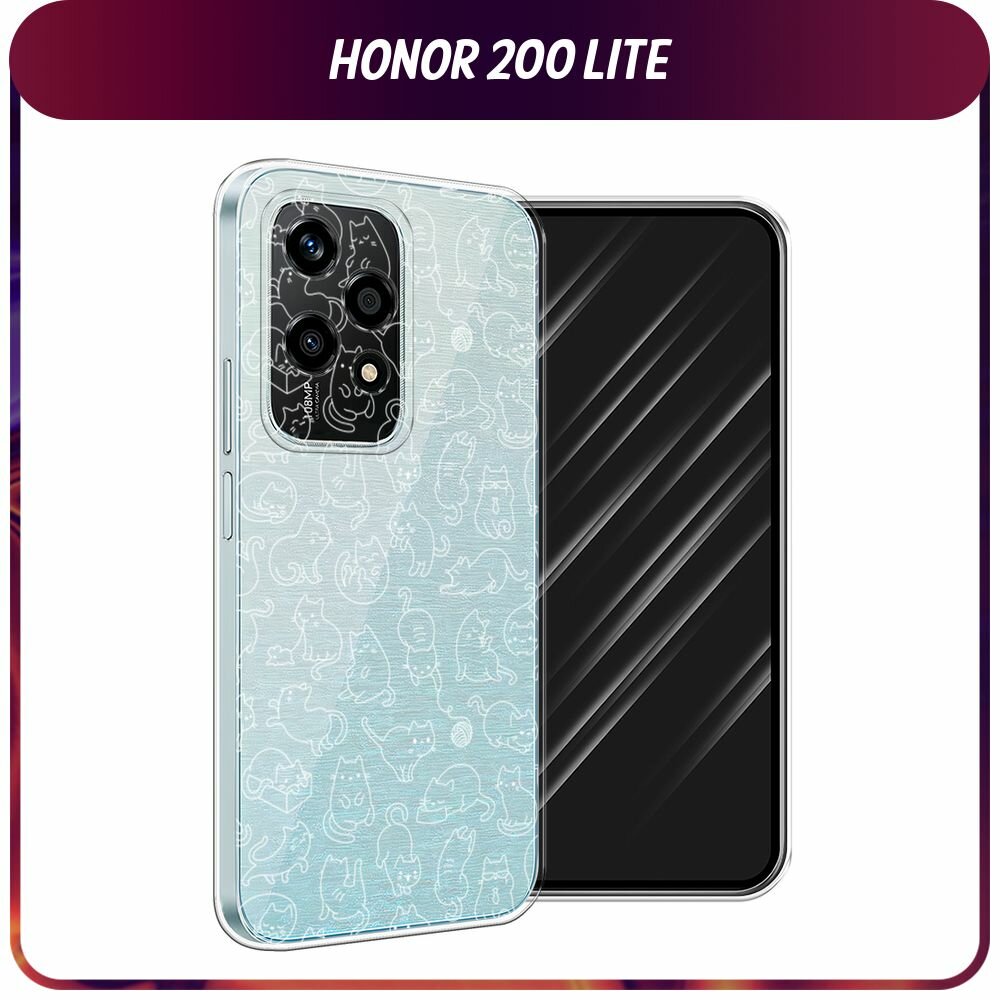 Чехол на Honor 200 Lite / Хонор 200 Лайт с принтом "Шкодливые котики линии", прозрачный