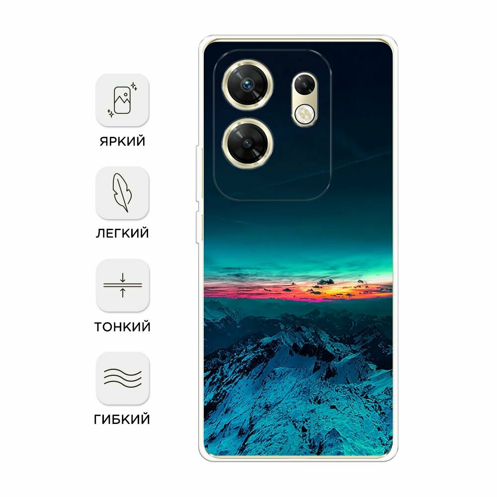 Чехол на Infinix Zero 30 4G / Инфиникс Зеро 30 4G с принтом "Закат в горах" — фото 1