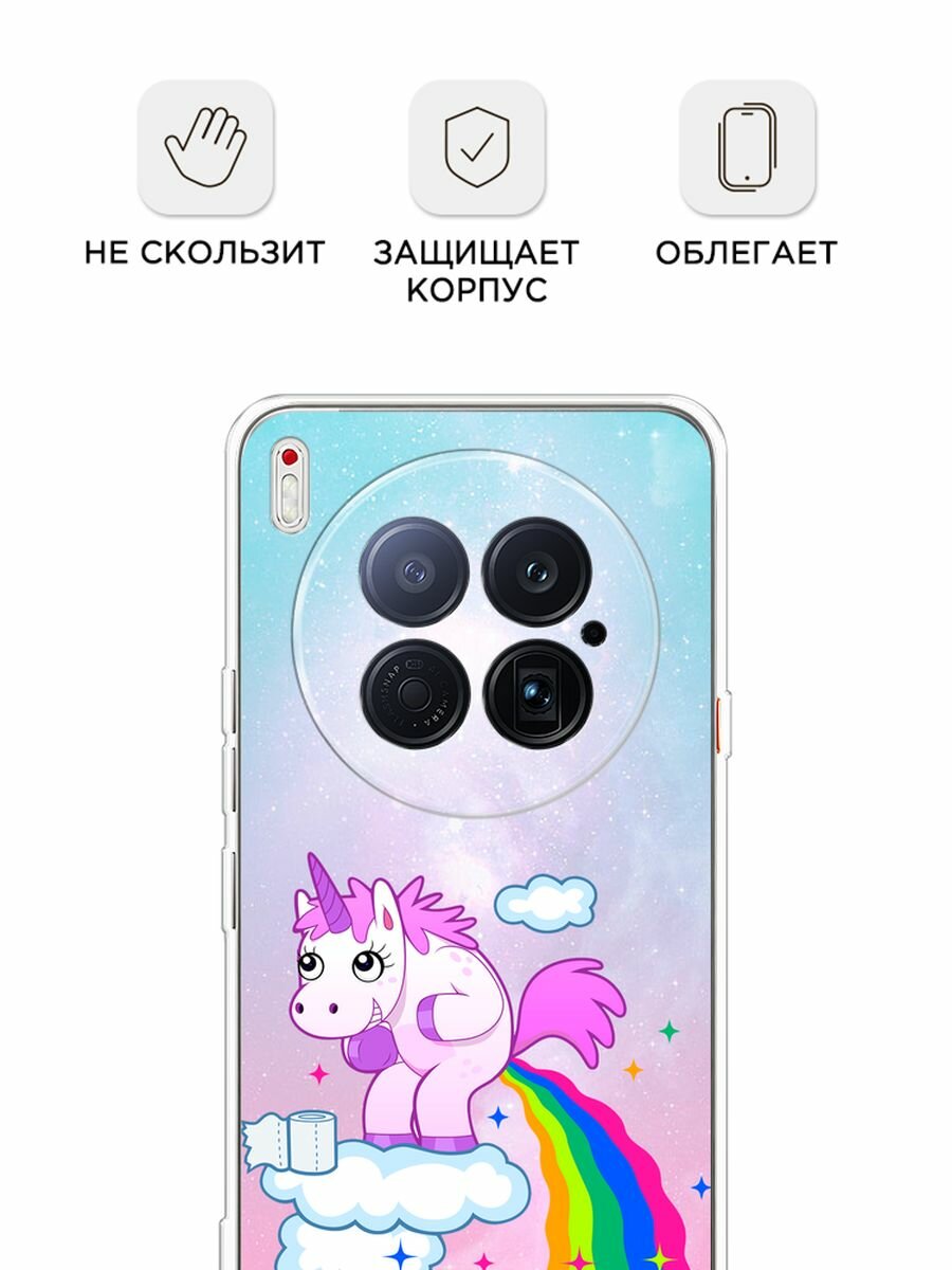 Чехол на Tecno Camon 40 Premier / Текно Камон 40 Премьер с принтом "Единорог какает" — фото 1