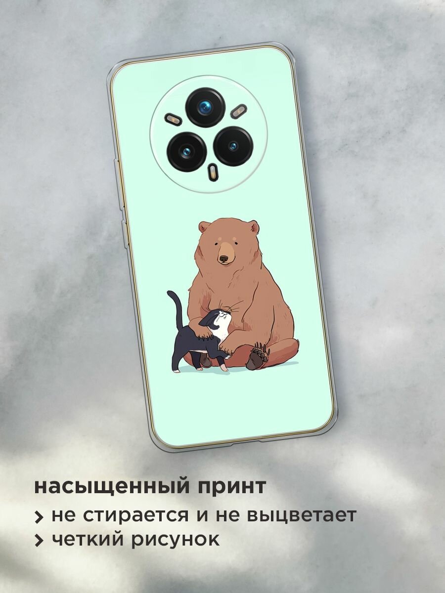 Чехол на Realme 14 Pro+ / Реалми 14 Про+ с принтом "Медведь и кошка дружба" — фото 1