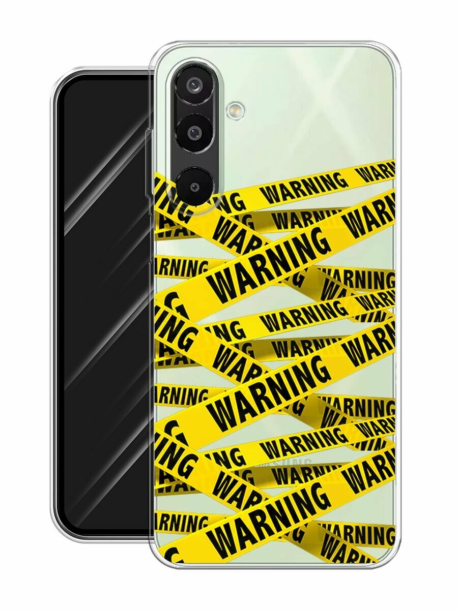 Чехол на Samsung Galaxy M16 / Самсунг Галакси М16 с принтом "Warning!", прозрачный — фото 1