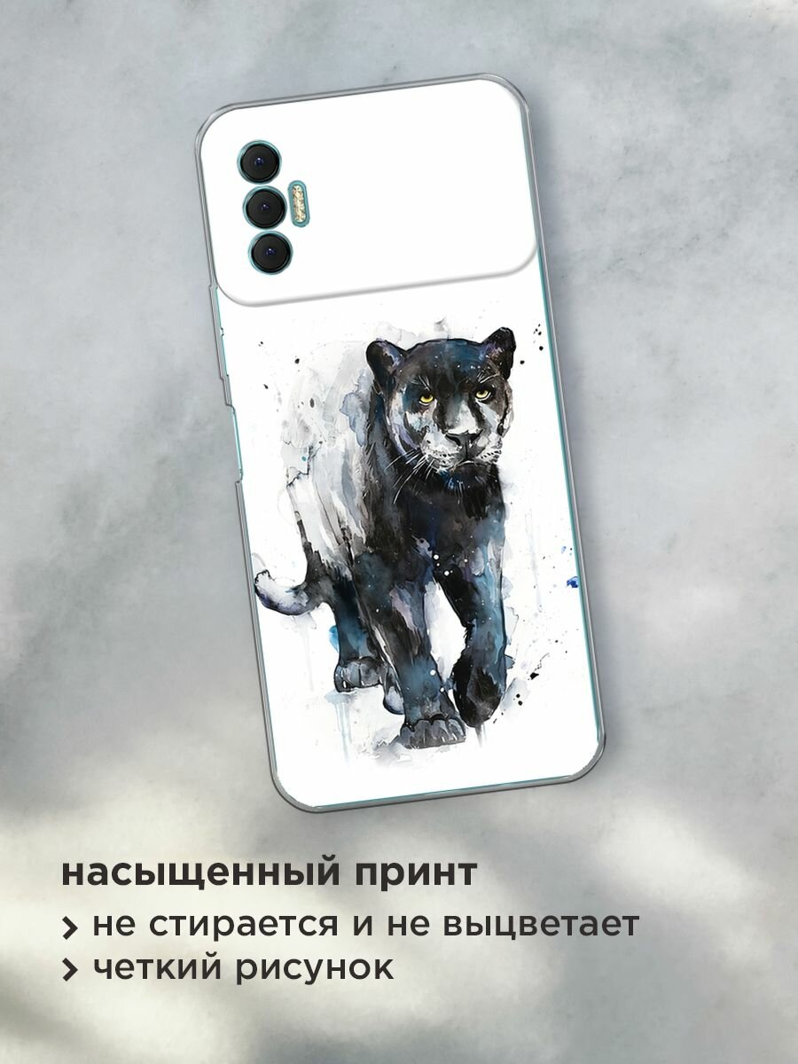 Чехол на Tecno Spark 8P / Техно Спарк 8P с принтом "Пантера арт 3" — фото 1