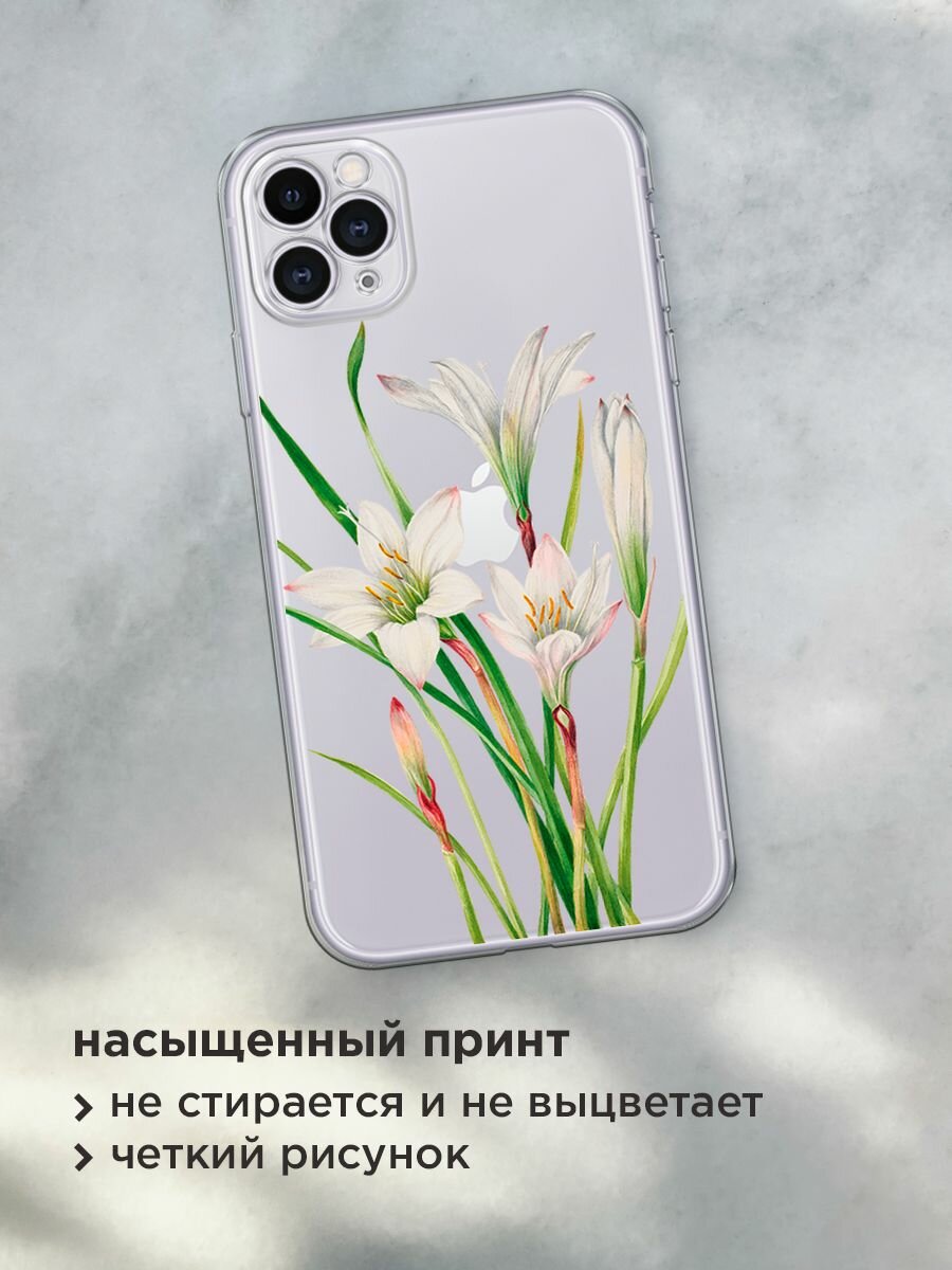 Чехол на Apple iPhone 11 Pro / Айфон 11 Про с принтом "White lily", прозрачный — фото 1