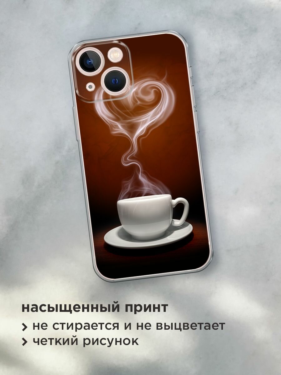 Чехол на Apple iPhone 13 mini / Айфон 13 мини с принтом "Кофейная любовь" — фото 1