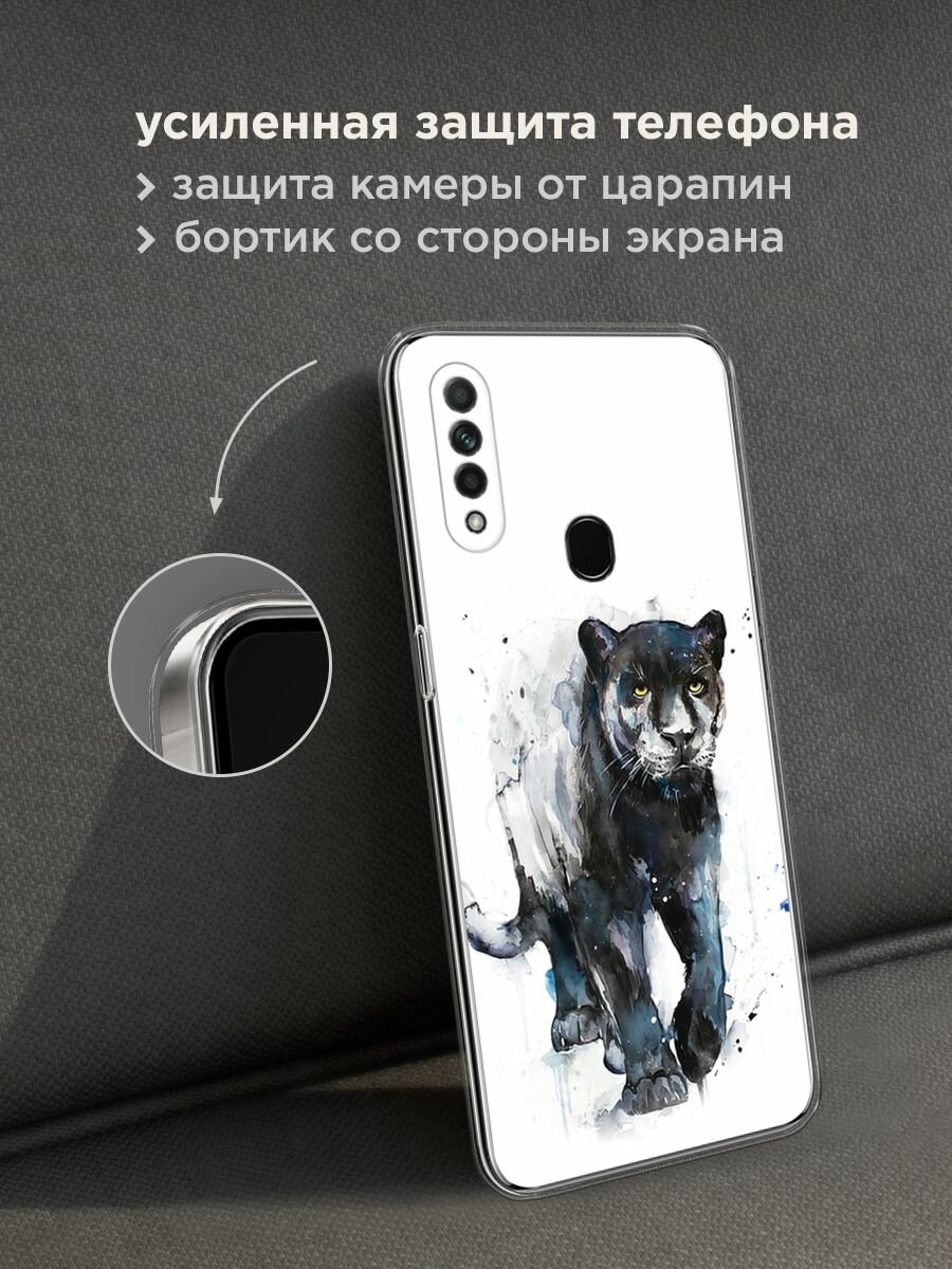 Силиконовый чехол на Oppo A31 / Оппо А31 с принтом "Пантера арт 3" — фото 1