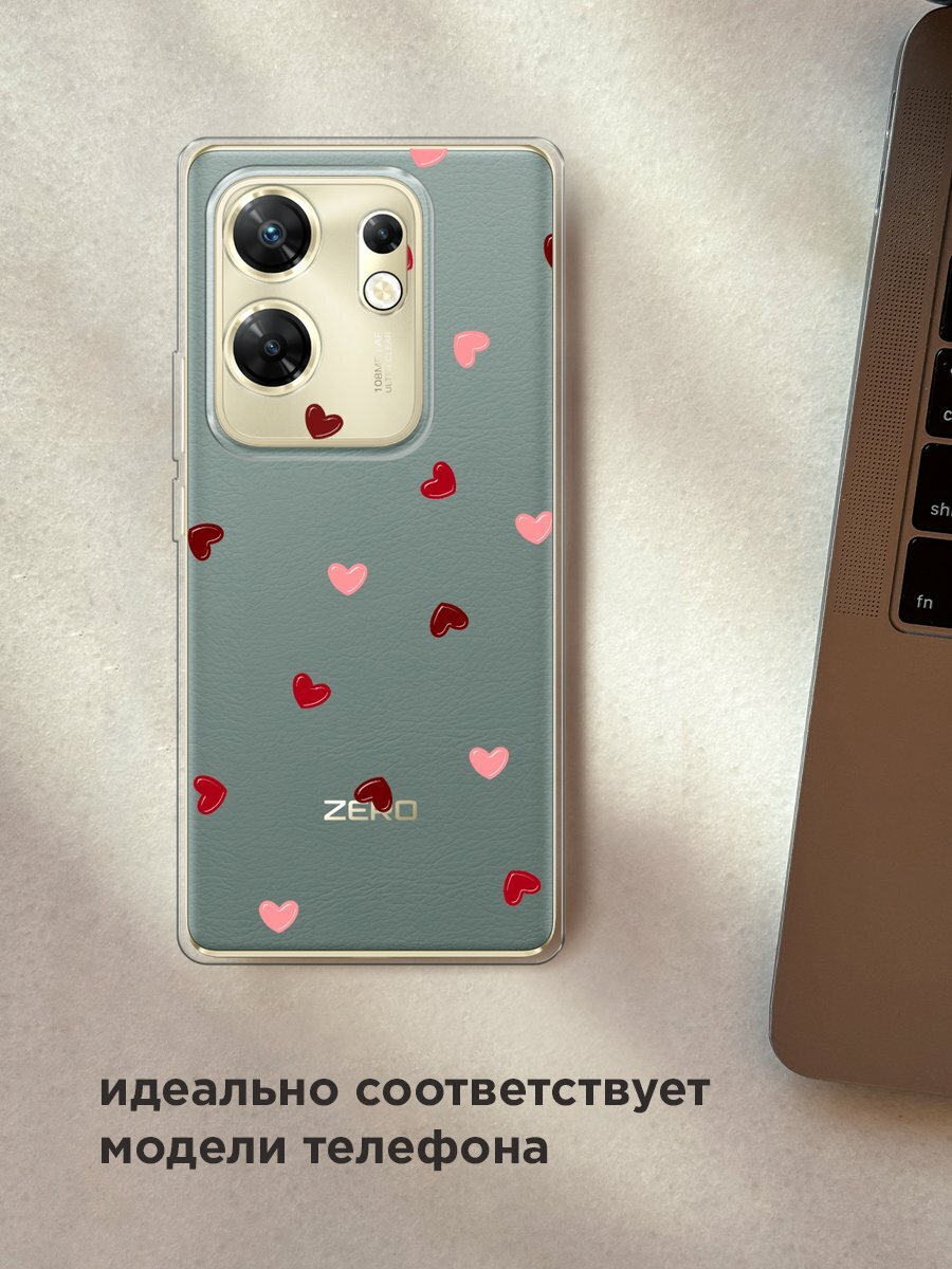 Чехол на Infinix Zero 30 4G / Инфиникс Зеро 30 4G с принтом "Бордовые сердечки 2" — фото 1