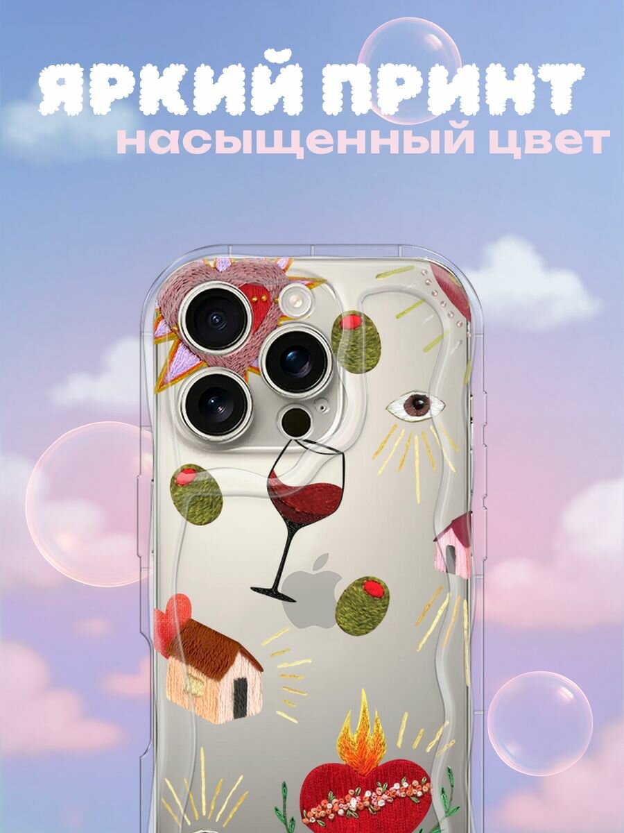 Чехол на Apple iPhone 16 Pro / Айфон 16 Про с принтом "Ниточный коллаж" — фото 1