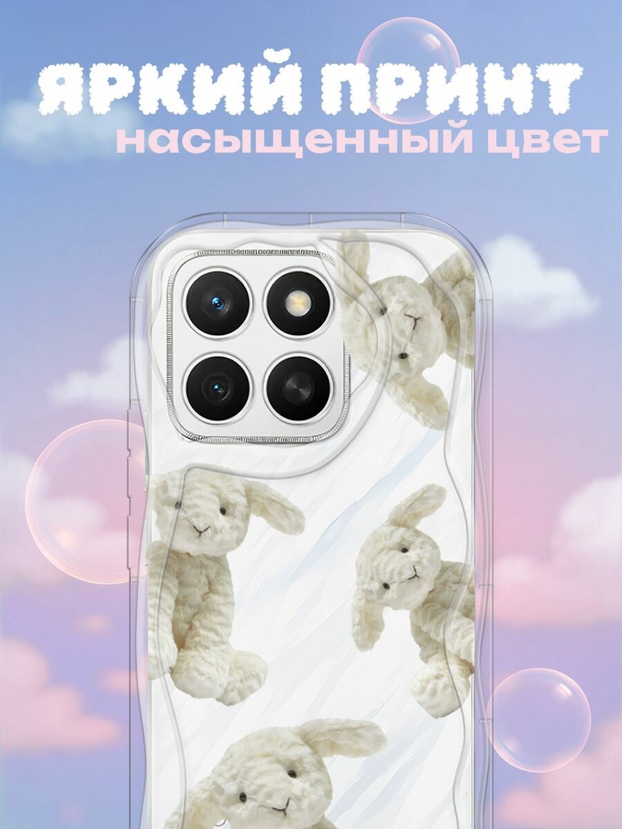 Чехол на Honor X8c / Хонор X8c с принтом "Плюшевые овечки", прозрачный — фото 1