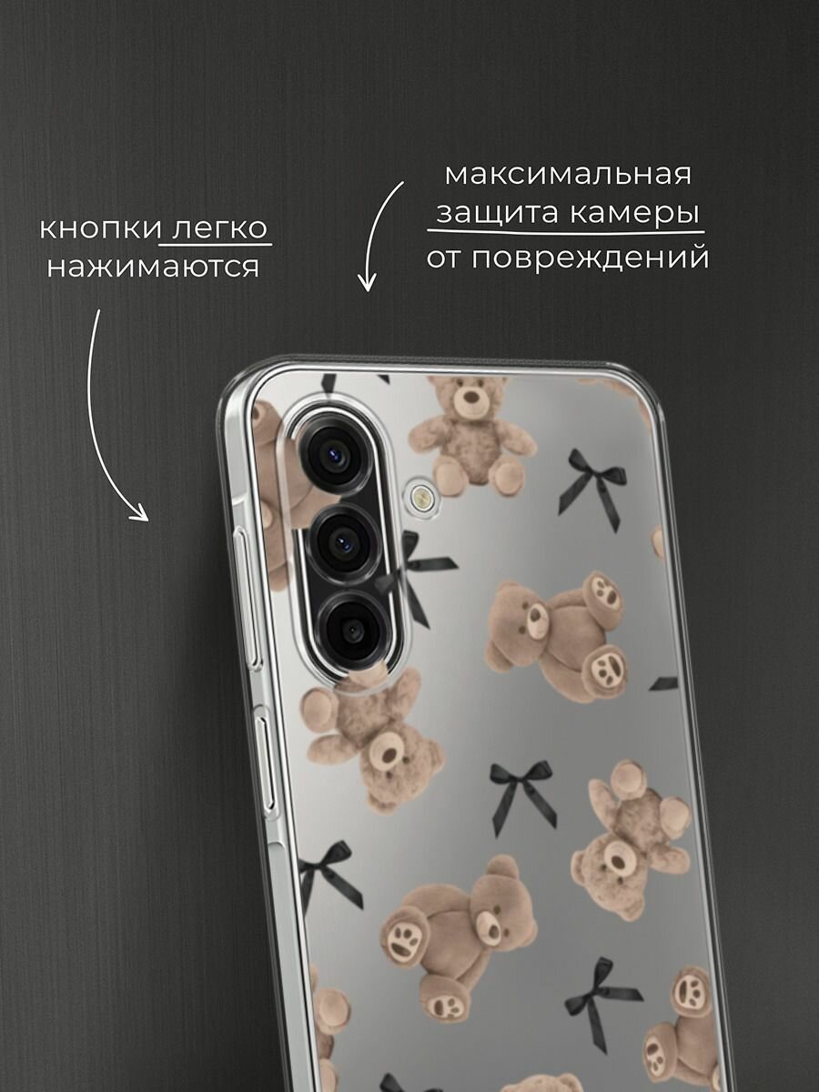 Чехол на Samsung Galaxy A17/A18 / Самсунг А17/А18 с принтом "Плюшовые мишки 2", прозрачный — фото 1