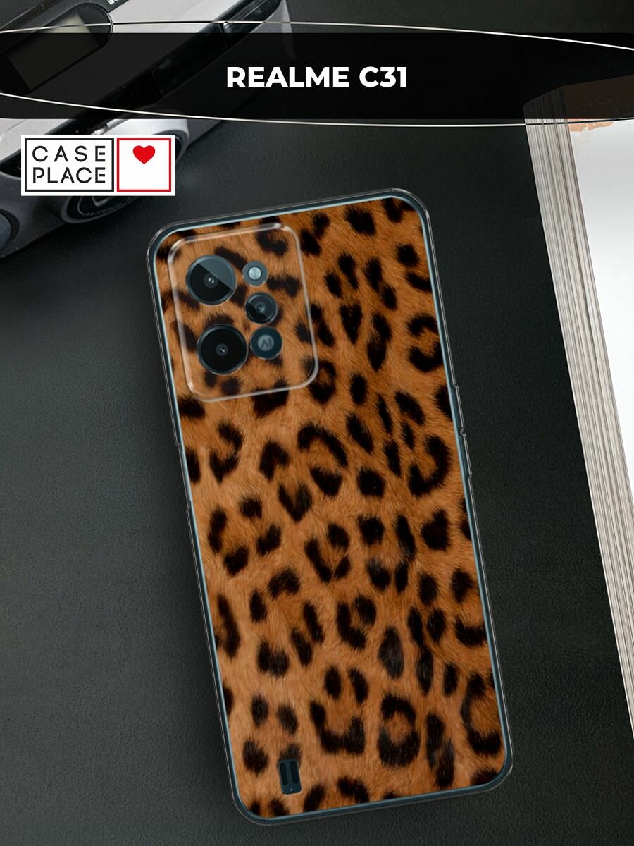 Силиконовый чехол на Realme C31 / Реалми C31 с принтом "Мех леопарда"