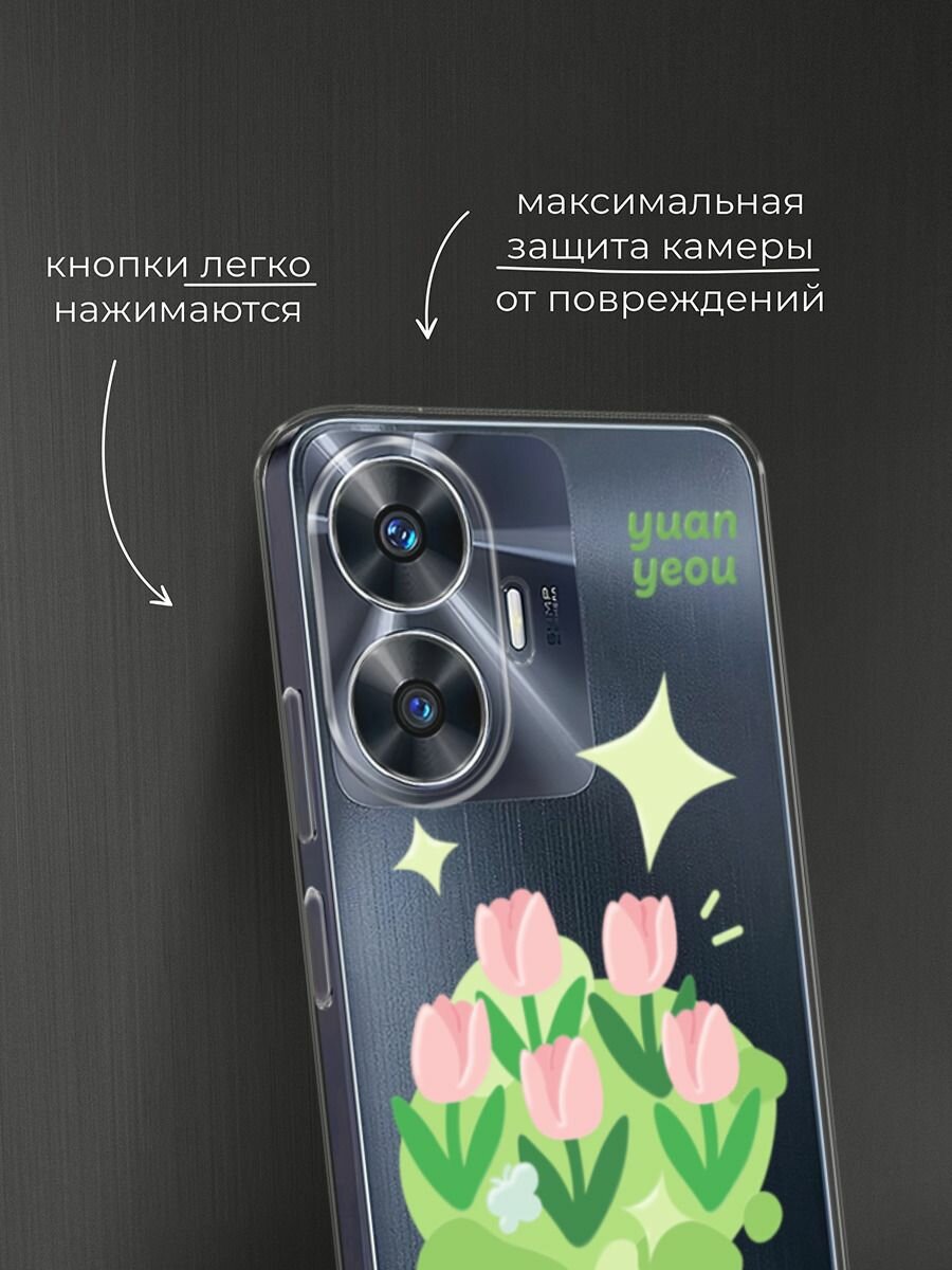 Силиконовый чехол на Realme C55 / Реалми C55 с принтом "Protect nature" — фото 1