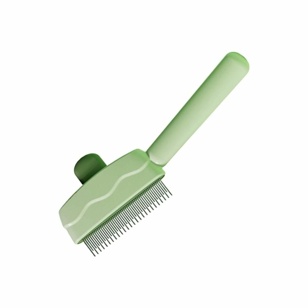 Мягкая щетка для уменьшения линьки у кошек с массажной функцией, Зеленый