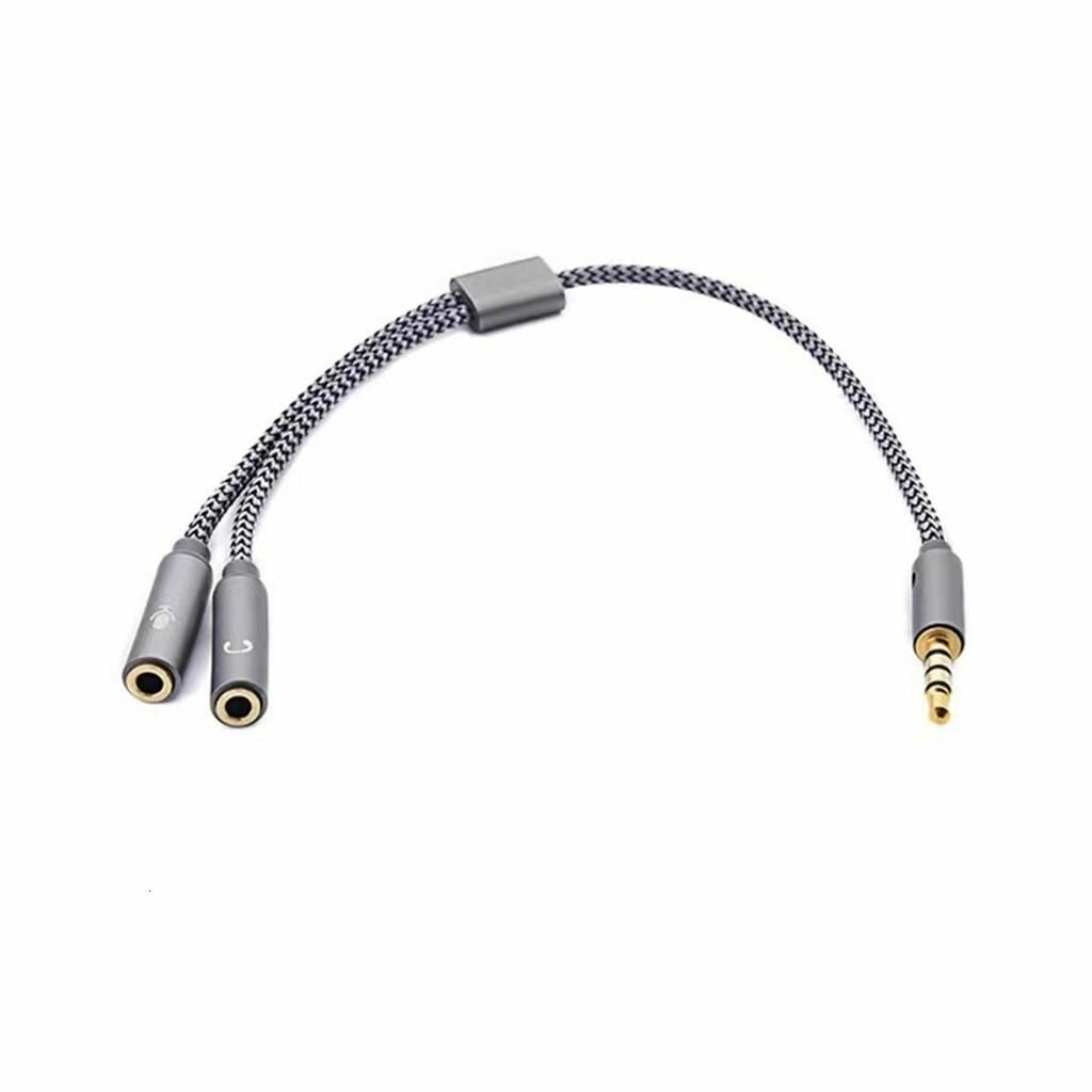 3.5 мм звуковой адаптер Y-разветвитель кабеля 2 гнезда к 1 штекеру для ноутбука, Серый