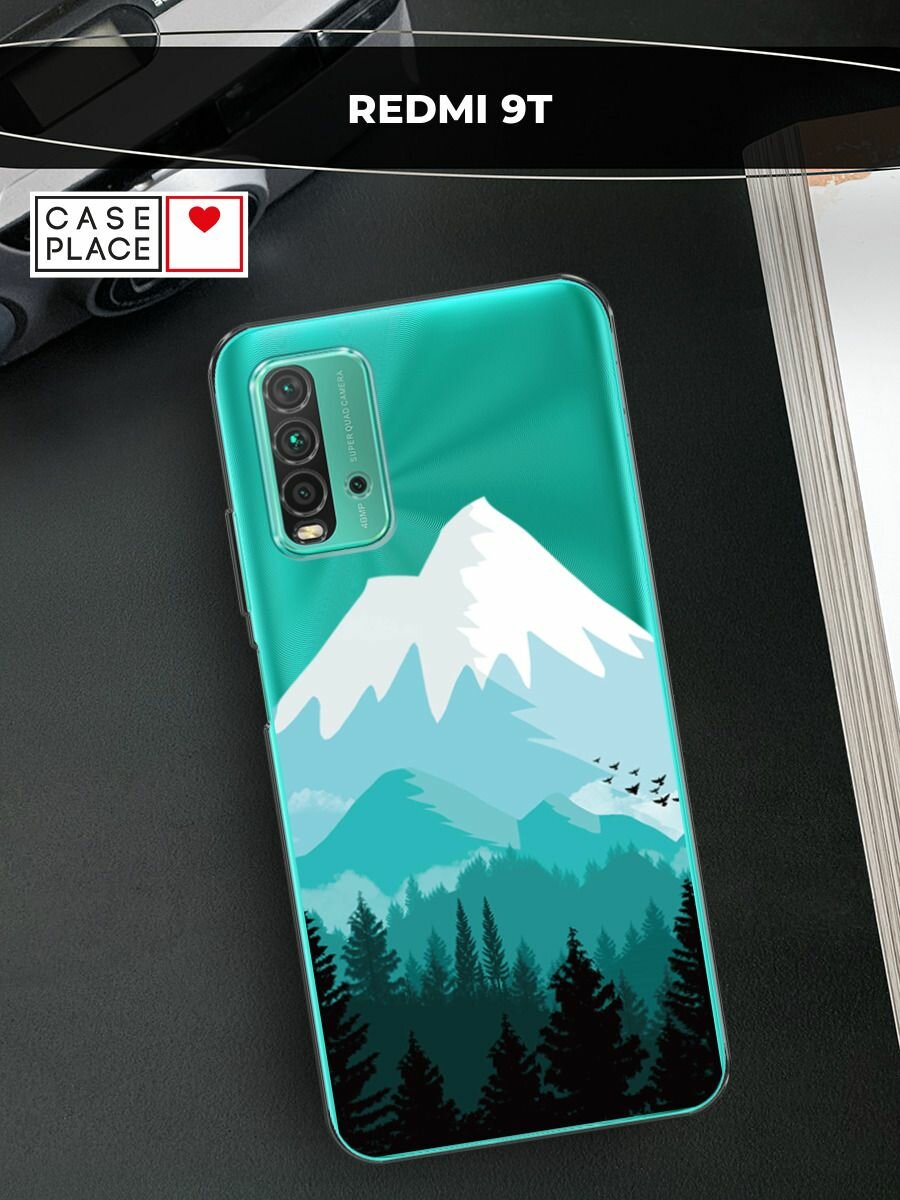 Чехол на Xiaomi Redmi 9T / Сяоми Редми 9Т с принтом "Синяя снежная гора", прозрачный