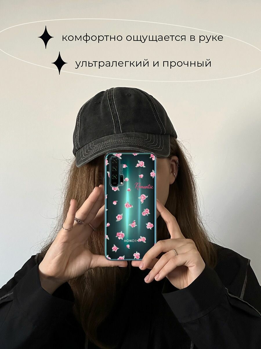 Чехол на Honor 20 Pro / Хонор 20 Про с принтом "Romantic 2", прозрачный — фото 1