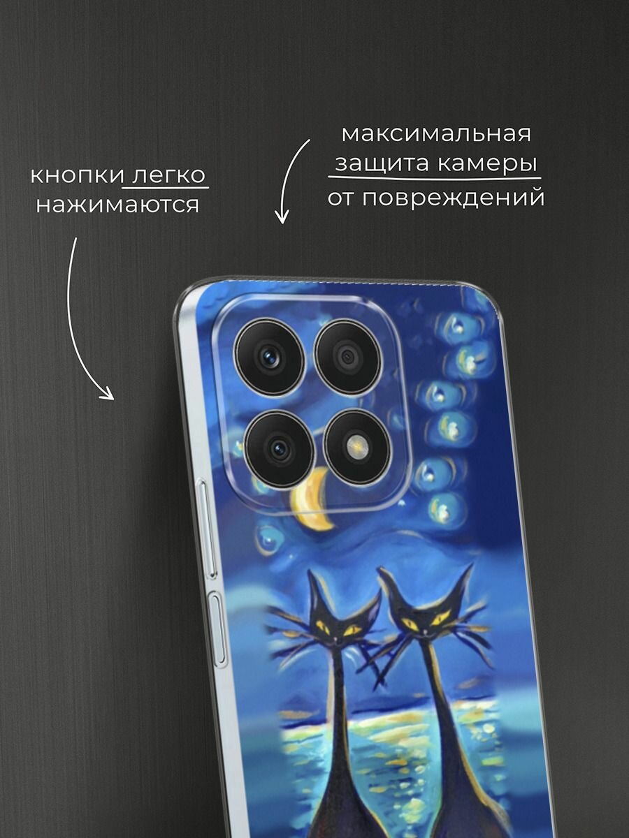 Чехол на Honor X8A / Хонор X8A с принтом "Влюбленные котики 7" — фото 1