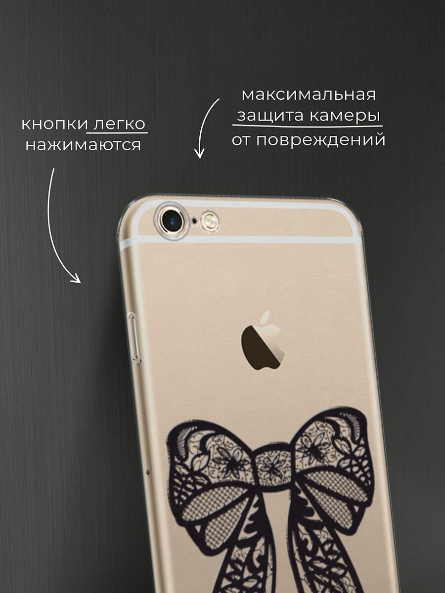 Чехол на Apple iPhone 6 Plus/6S Plus / Айфон 6 Плюс/Айфон 6С Плюс с принтом "Черный сетчатый бант 2" — фото 1