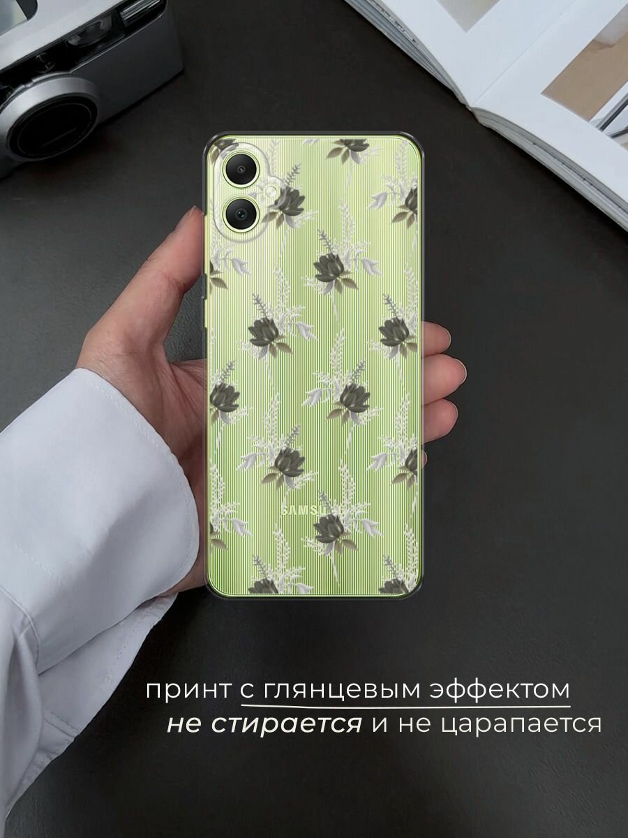 Чехол на Samsung Galaxy A05 / Самсунг Галакси A05 с принтом "Паттерн цветы сепия" — фото 1
