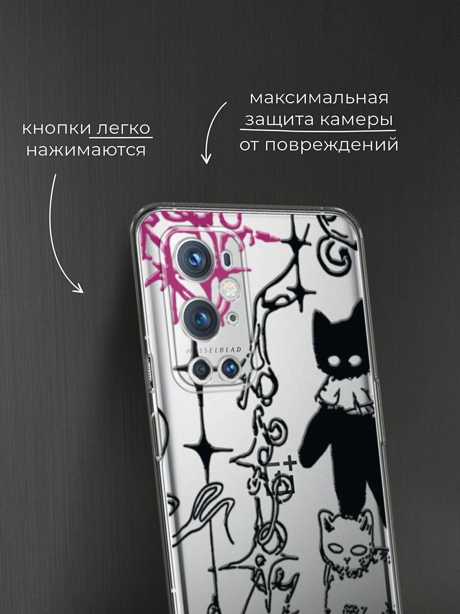 Чехол на OnePlus 9 Pro / ВанПлас 9 Про с принтом "Готические котики" — фото 1