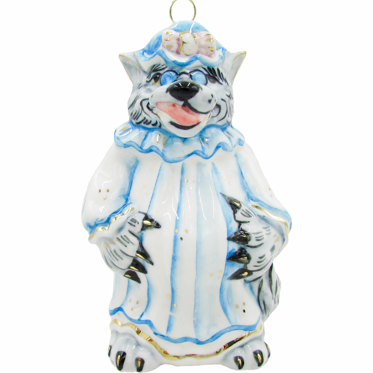 Волк из Красной Шапочки елочная игрушка, Лефортовский фарфор, авторская ручная работа