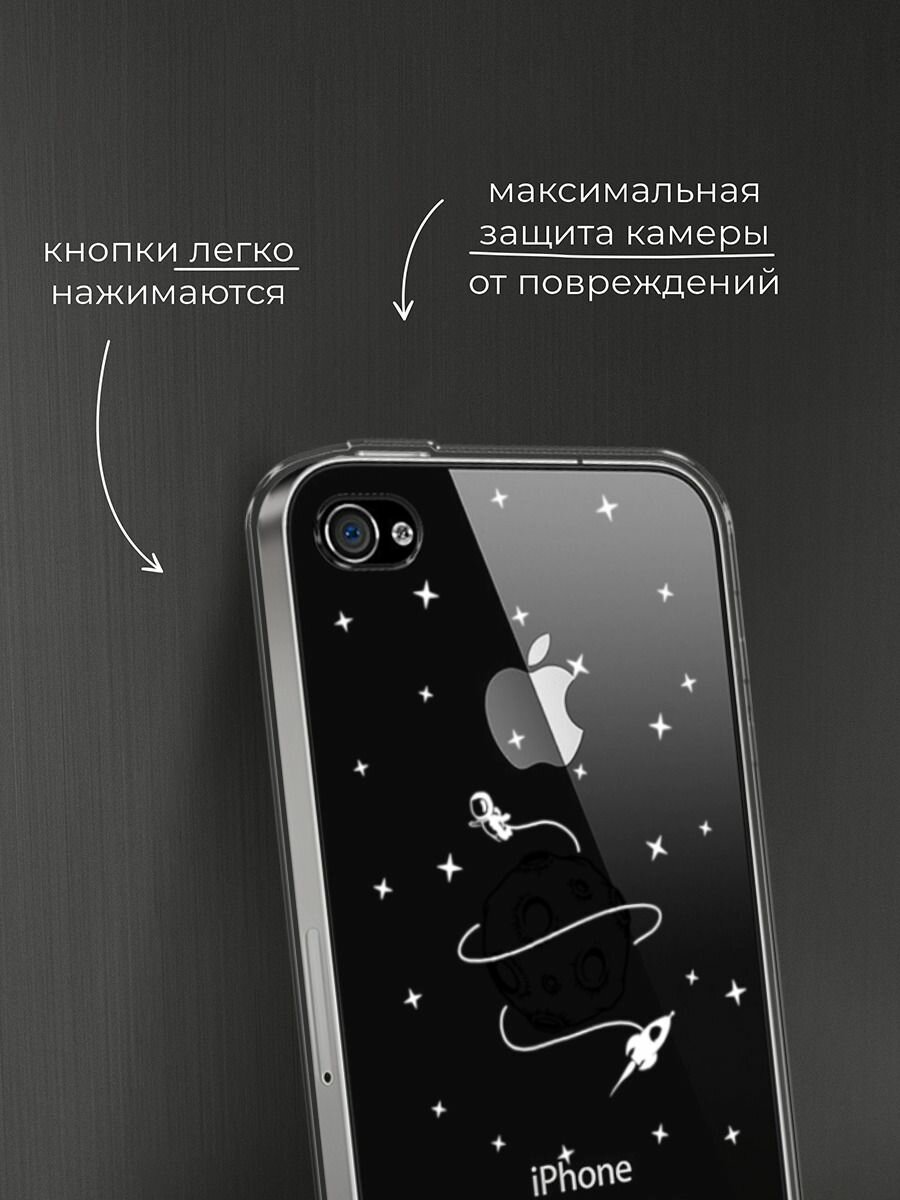 Чехол на Apple iPhone 4/4S / Айфон 4/4S с принтом "Полет вокруг луны", прозрачный — фото 1