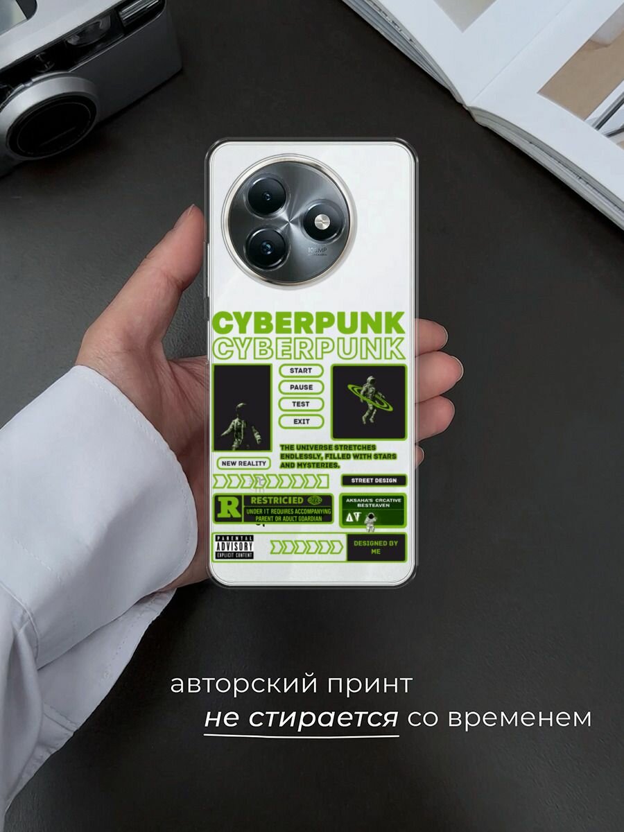 Чехол на Itel S24 / Ител S24 с принтом "Cyberpunk", прозрачный — фото 1
