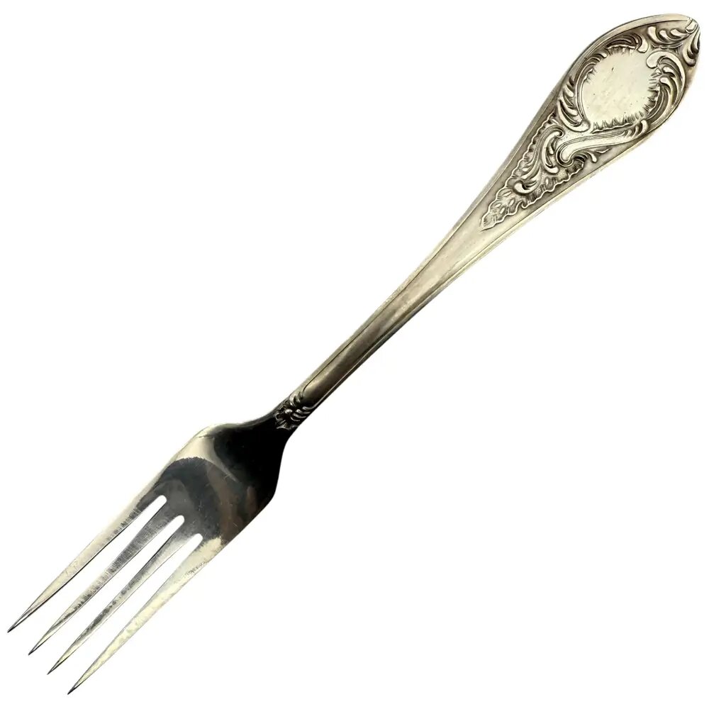 Вилка столовая "Фаберже", 20.5 см, серебро 0.875, 1975 г. З-д им. Дзержинского (5ЗiД), СССР