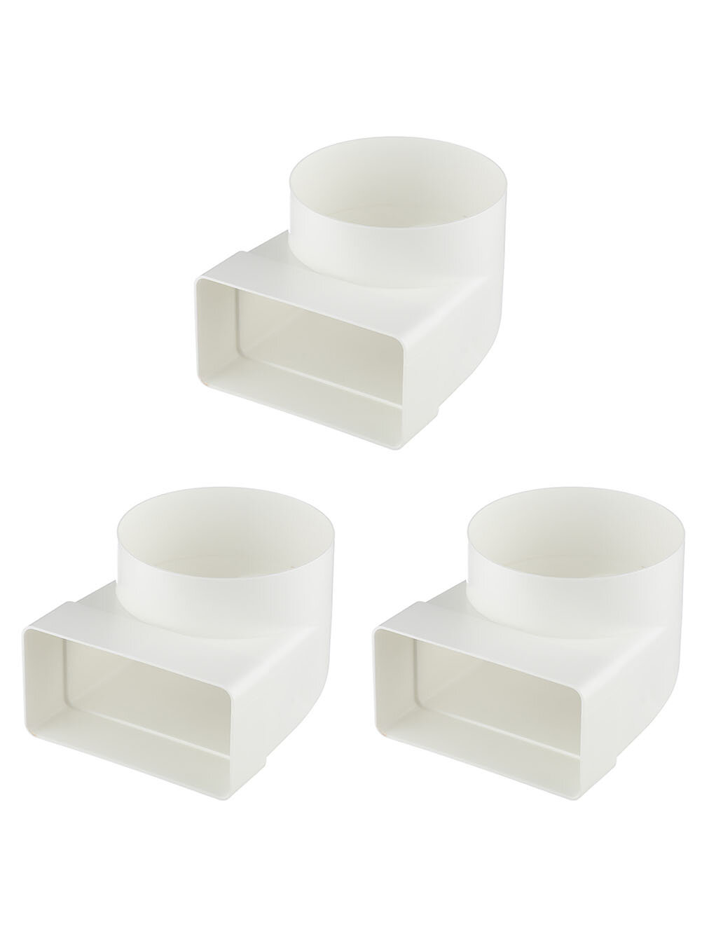 Соединитель угловой пластиковый для плоских воздуховодов 55х110 мм с круглыми d100 мм (3 шт.)