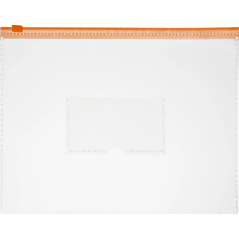 Папка-конверт на молнии А5 150мкм прозрачн, с карманом д/визитки 10шт/уп