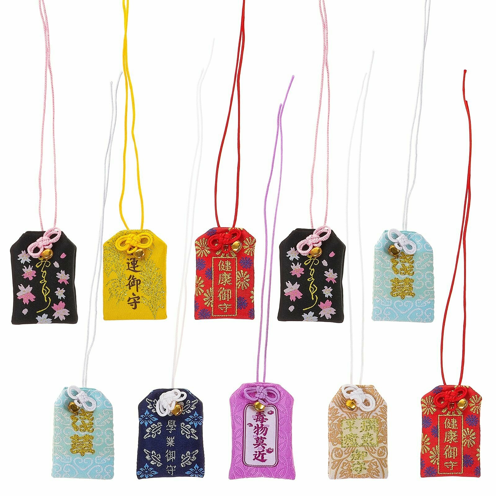 Набор из 10 японских омамори-саше для удачи, льняные мини-амулеты на сумку, брелок или декор, талисманы благословения для праздника и повседневного носа